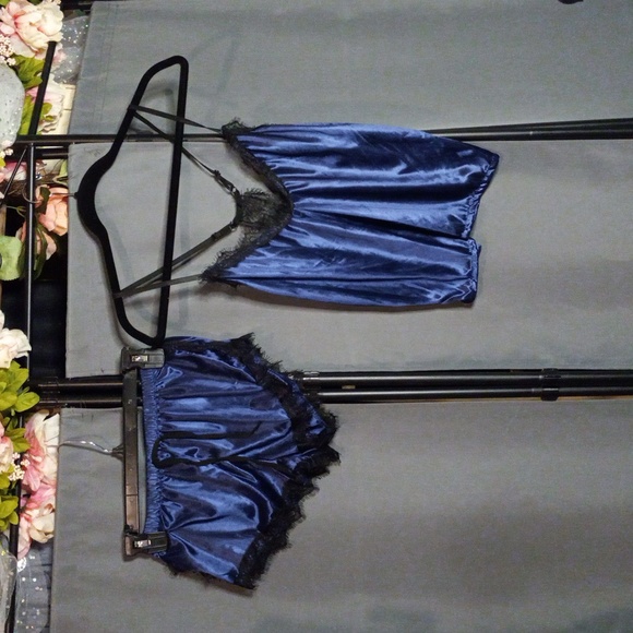 Intimates & Sleepwear | Sexy Little Blue W Black Lace Sleep Set | Poshmark